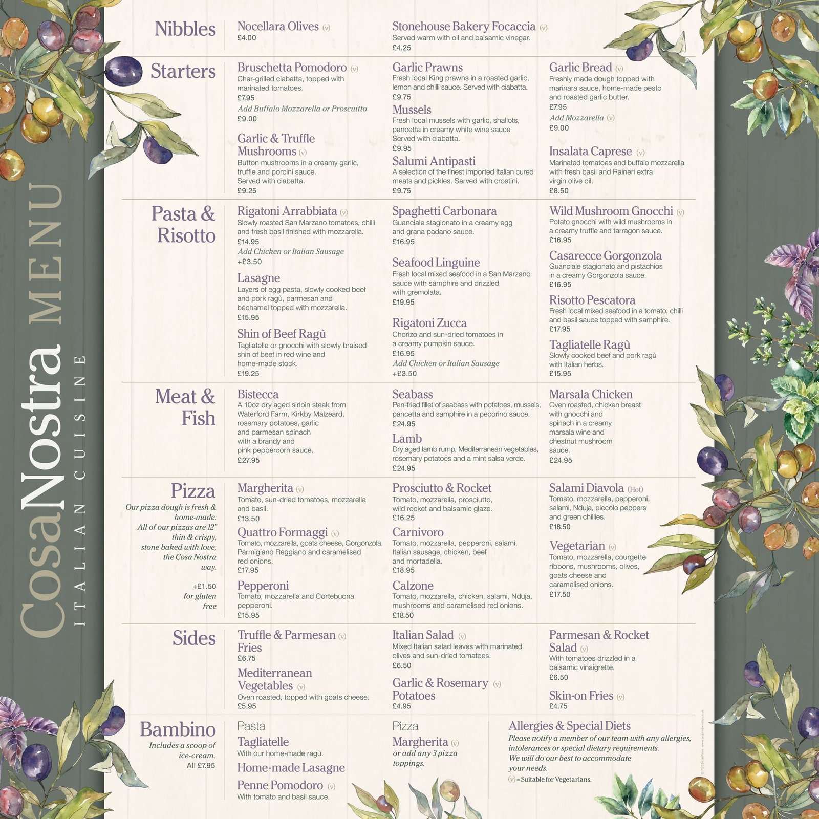 Cosa Nostra Whitby: View Our Menu